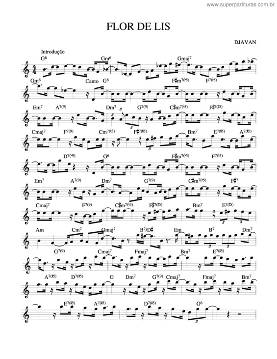 Super Partituras - Flor De Liz (Djavan), com cifra