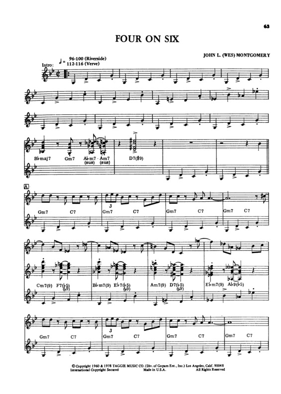 Super Partituras - Four On Six (Wes Montgomery), com cifra