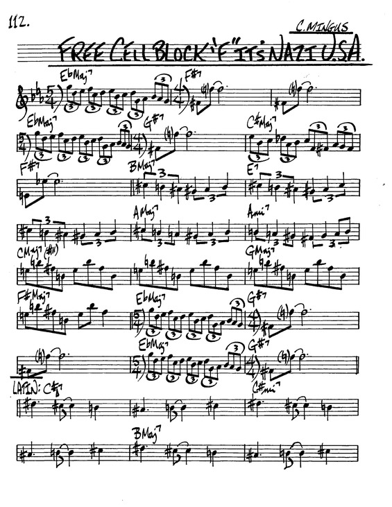 Super Partituras - Free Cell Block F Its Nazi USA (The Real Book Of Jazz)