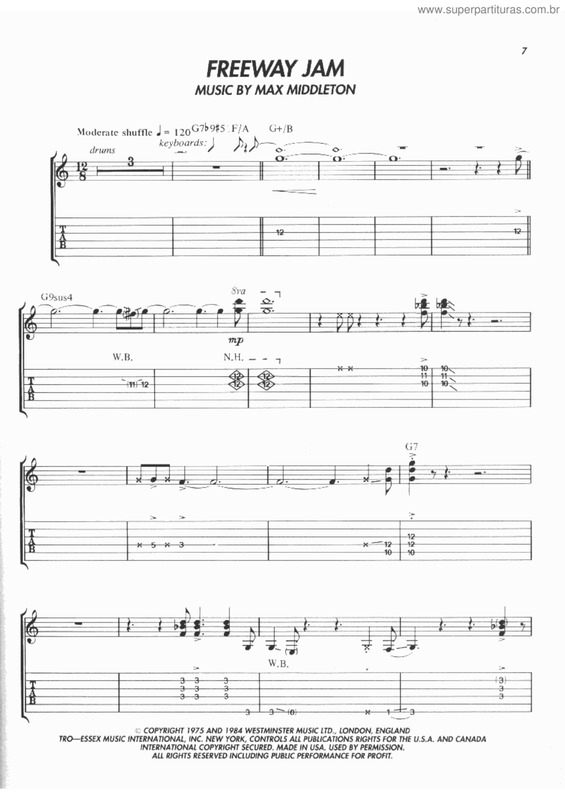 Super Partituras - Freeway jam (Jeff Beck), com cifra