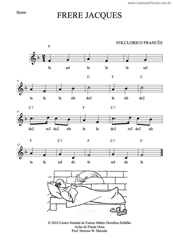 Super Partituras - Freres Jacques (Folclore Francês), com cifra