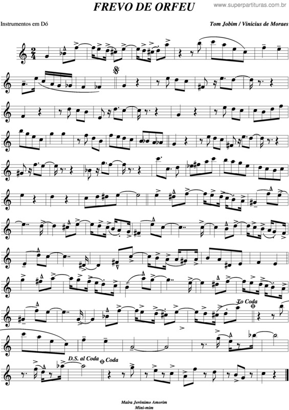 Super Partituras - Frevo De Orfeu (Tom Jobim, Vinícius De Moraes), com ...
