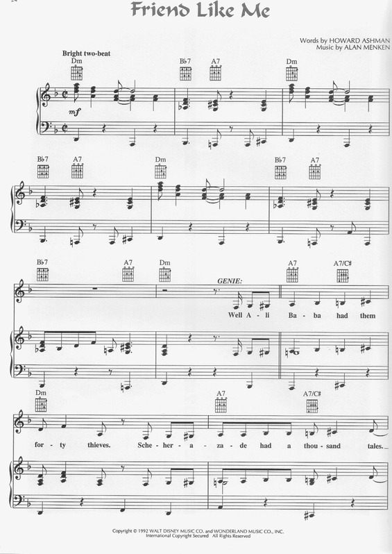 Super Partituras - Friends Like Me (Aladim), com cifra