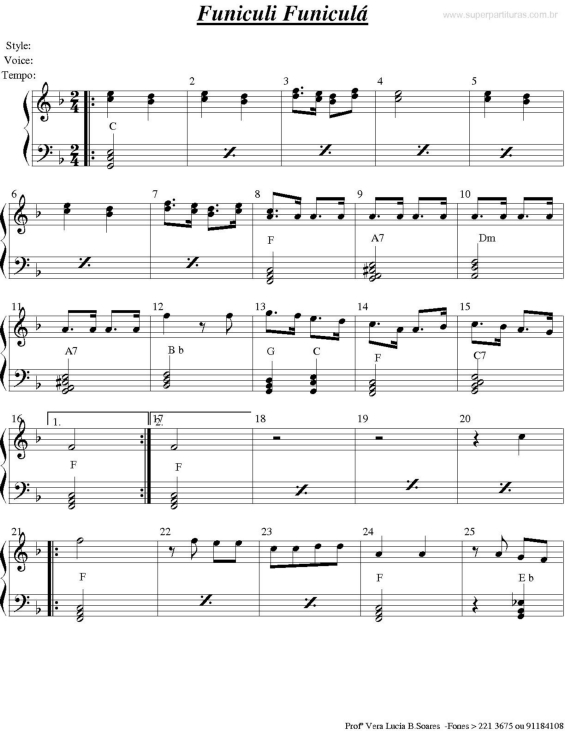 Super Partituras - Funiculi Funiculá (Luciano Pavarotti), com cifra