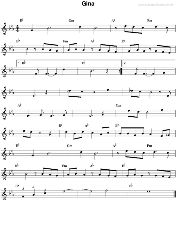 Super Partituras - Gina (Johnny Mathis), com cifra