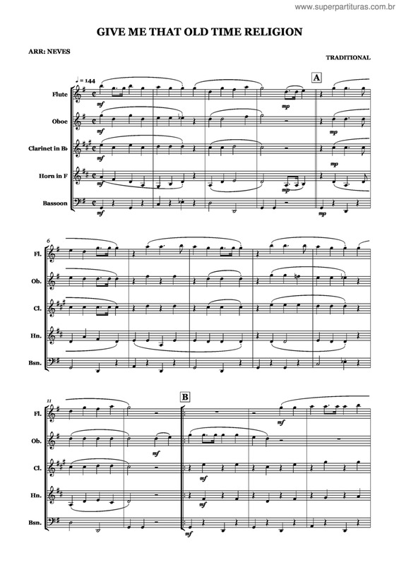 Super Partituras - Give Me That Old Time Religion (TRADICIONAL)