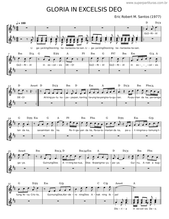 Super Partituras - Gloria In Excelsis Deo – Eric Robert M. Santos (Eric Robert M. Santos)