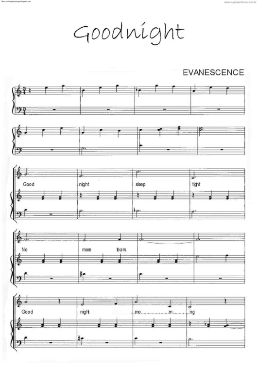 Super Partituras - Goodnight v.3 (Evanescence)