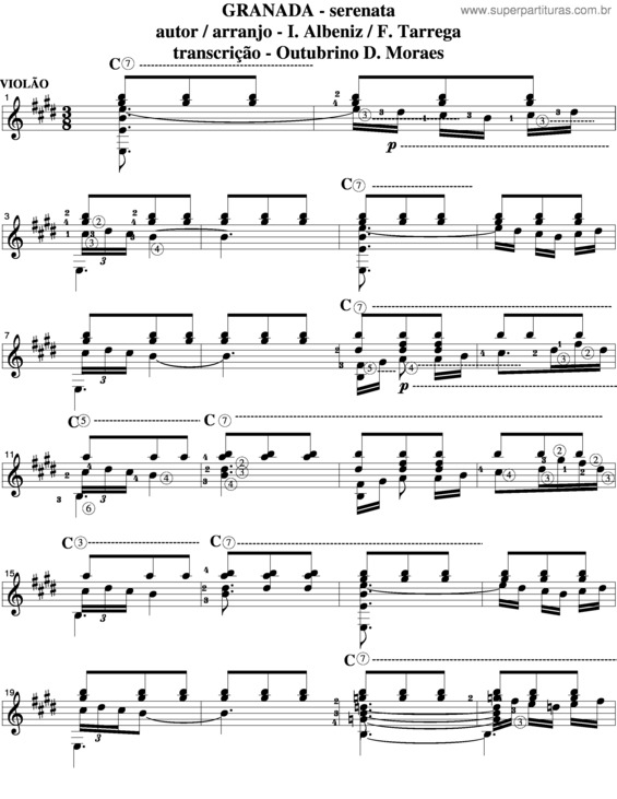 Super Partituras - Granada v.7 (Isaac Albéniz), com cifra