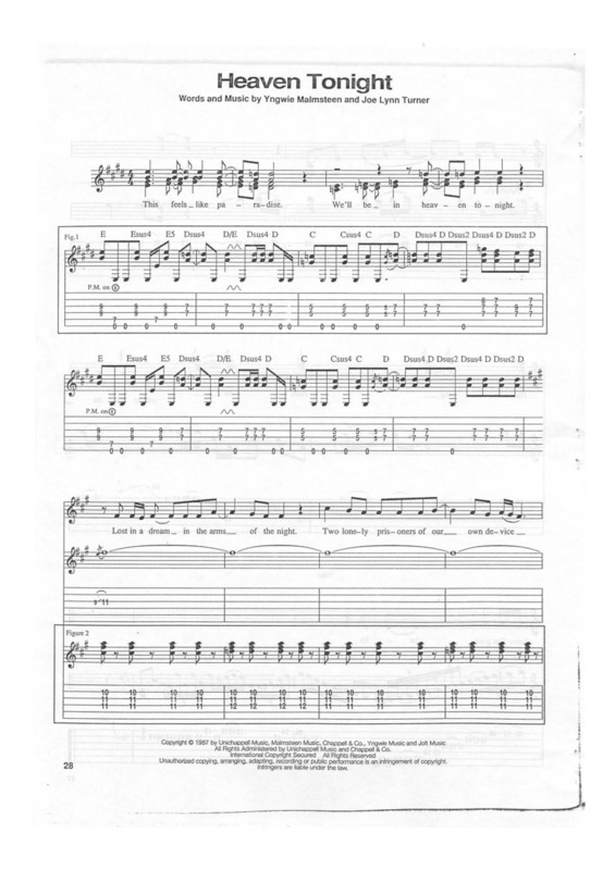 Super Partituras - Heaven Tonight (Yngwie Malmsteen), com cifra