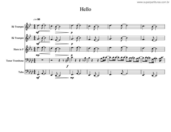 Super Partituras - Hello Brass Quintet (Adele)
