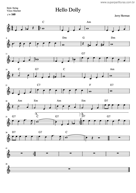 Super Partituras - Hello Dolly v.15 (Louis Armstrong, Jerry Herman)