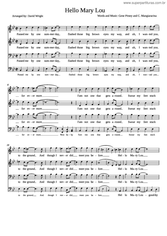 Super Partituras - Hello Mary Lou v.2 (Gene Pitney)