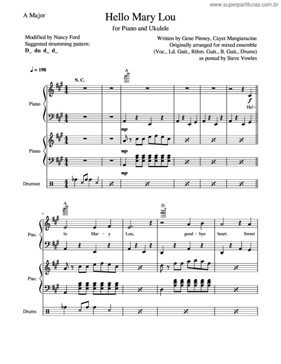 Super Partituras - Hello Mary Lou v.4 (Ricky Nelson)