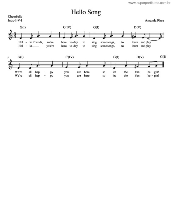 Super Partituras - Hello Song v.4 (Desconhecido, Music Together)