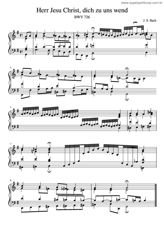 Super Partituras - Herr Jesu Christ, Dich Zu Uns Wend, Bwv 726 (Johann ...