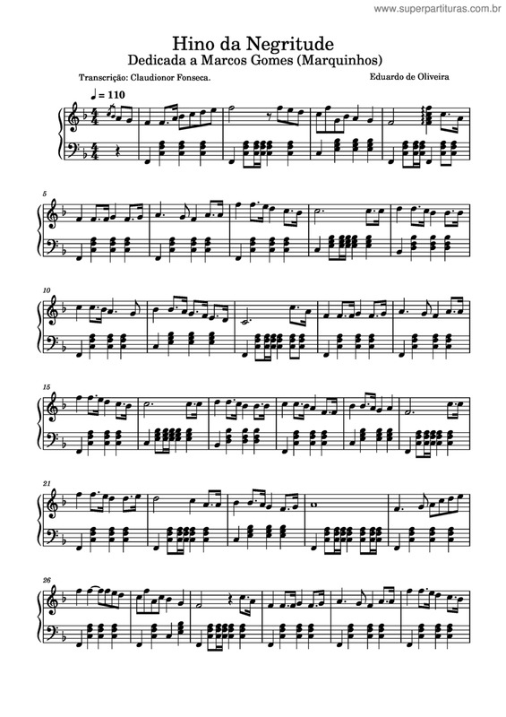Super Partituras - Hino Da Negritude v.2 (Eduardo de Oliveira)