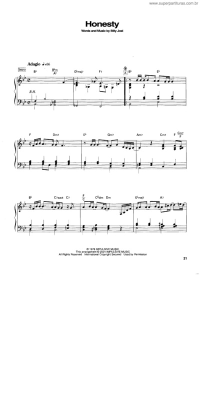 Super Partituras - Honesty v.2 (Billy Joel), com cifra
