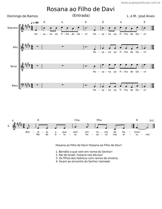 Super Partituras - Hosana Ao Filho De Davi – José Alves Braga v.2 (José Alves Braga)