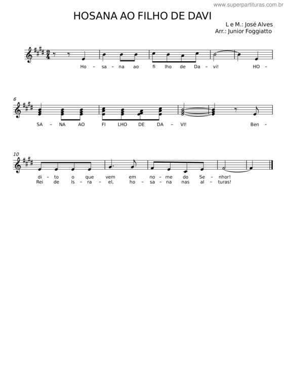 Super Partituras - Hosana Ao Filho De Davi – José Alves Braga (José Alves Braga)