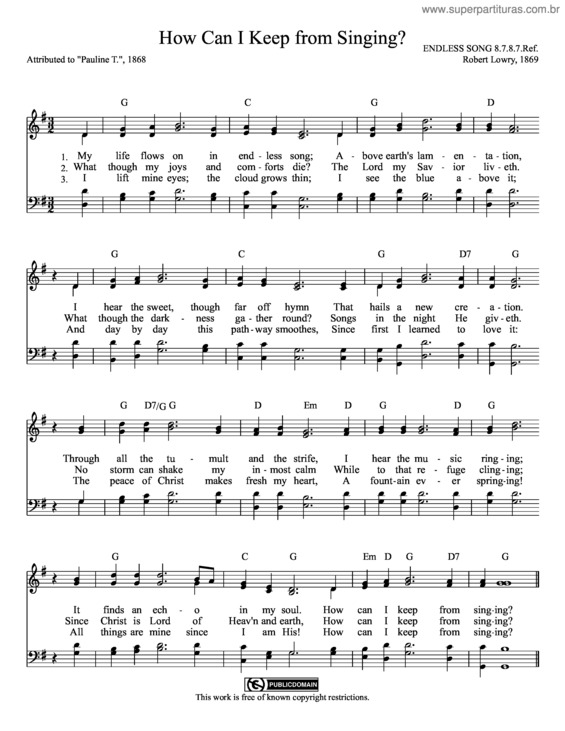 Super Partituras How Can I Keep From Singing V 2 Robert Lowry