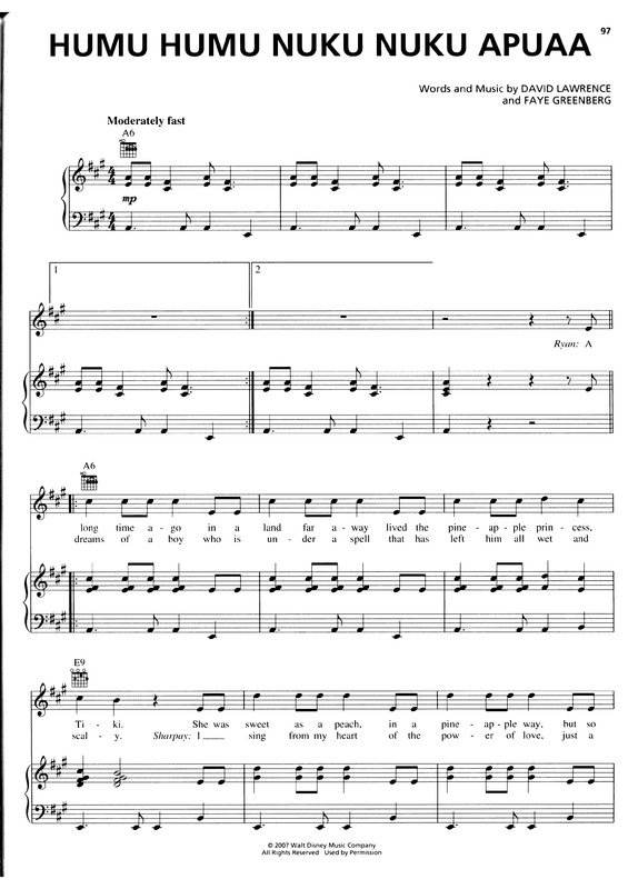 Super Partituras - Humu Humu Nuku Nuku Apuaa (High School Musical), com ...
