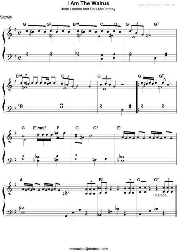 Super Partituras - I Am The Walrus (The Beatles), com cifra