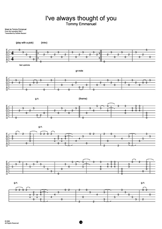 Super Partituras - I Have Always Thought Of You (Tommy Emmanuel) Super Partituras - I Have Always Thought Of You (Tommy Emmanuel)