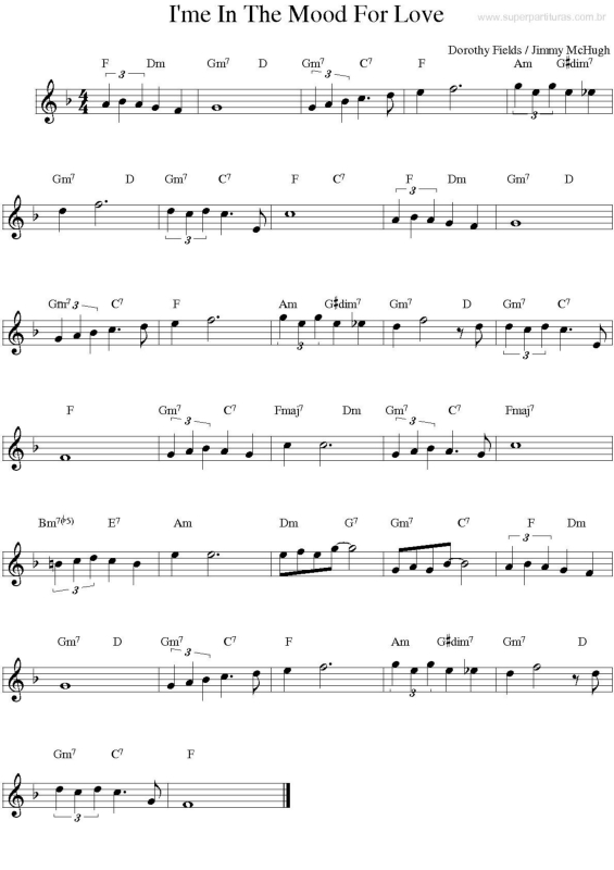 Super Partituras - I`me In The Mood For Love (Dorothy Fields, Jimmy ... Super Partituras - I`me In The Mood For Love (Dorothy Fields, Jimmy ...