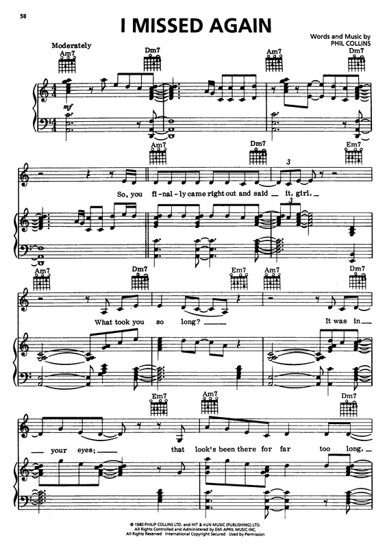 Super Partituras - I Missed Again (Phil Collins), com cifra