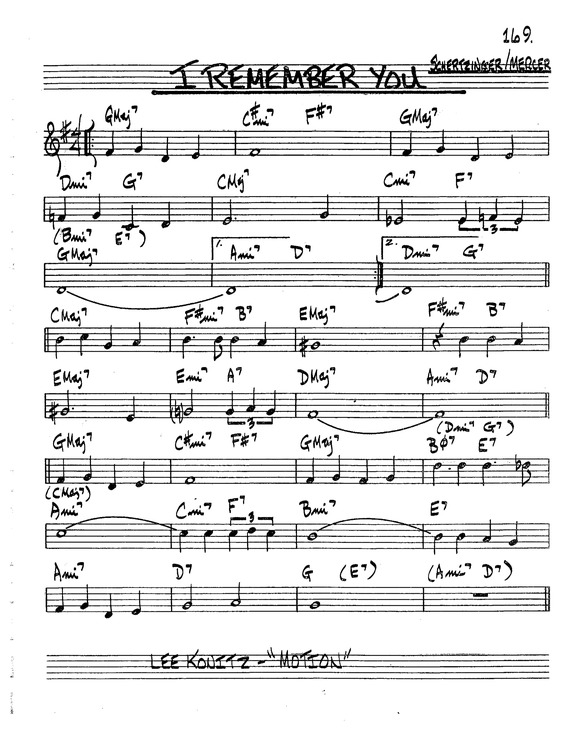 Super Partituras - I Remember You v.7 (The Real Book Of Jazz)