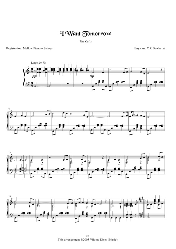 Super Partituras - I Want Tomorrow (Enya), com cifra