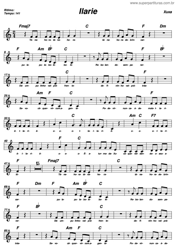Super Partituras - Ilariê v.2 (Xuxa), com cifra