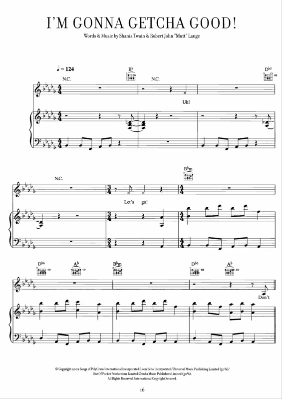 Super Partituras - Im Gonna Getcha Good (Shania Twain), com cifra