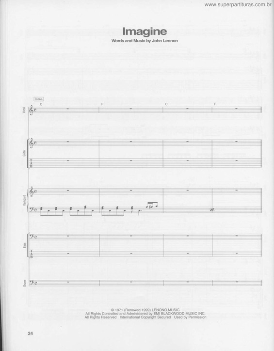 Super Partituras - Imagine v.7 (John Lennon), com cifra