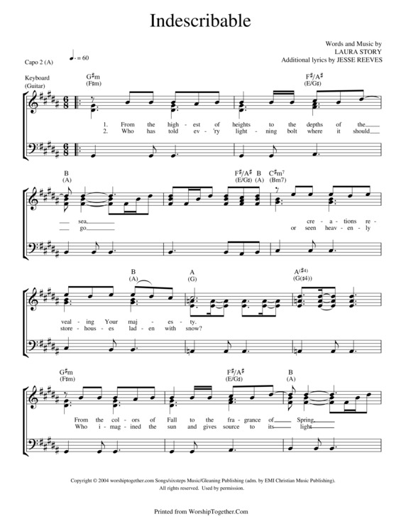 Super Partituras - Indescribable v.3 (Chris Tomlin), com cifra