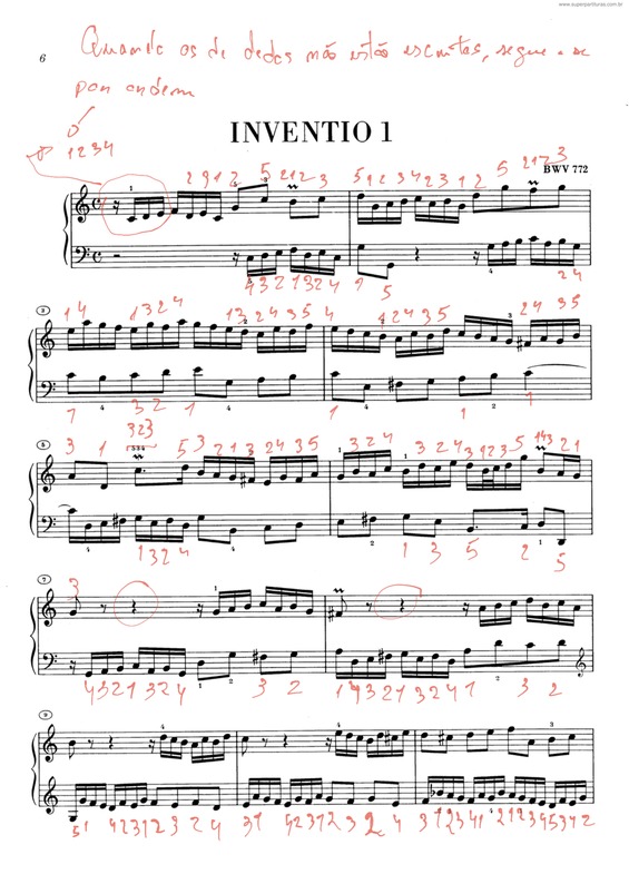 Super Partituras - Invention 1 v.2 (J.S. Bach)