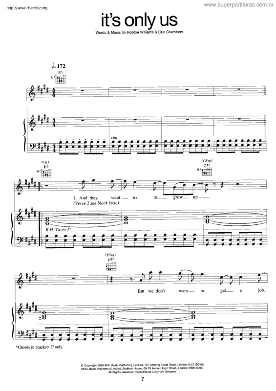 Super Partituras - It`s Only Us (Robbie Williams), com cifra