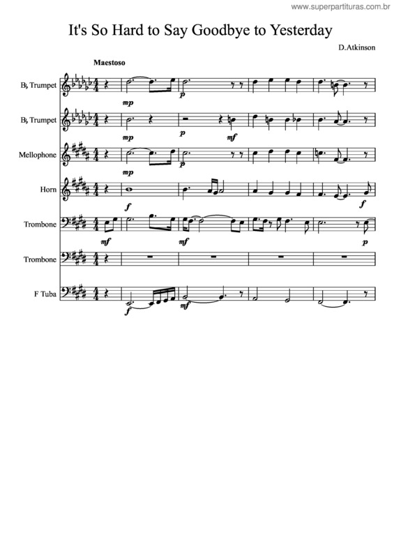 Super Partituras - It`S So Hard To Say Goodbye To Yesterday (Desconhecido)