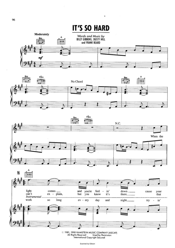 Super Partituras - It`s So Hard (ZZ Top, Billy Gibbons, Dusty Hill ...