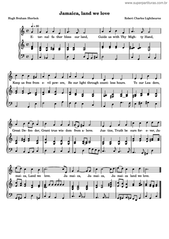 Super Partituras - Jamaica, Land We Love (Robert Lightbourne)