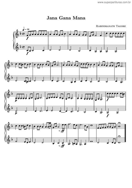 Super Partituras - Jana Gana Mana (Rabindranath Tagore)