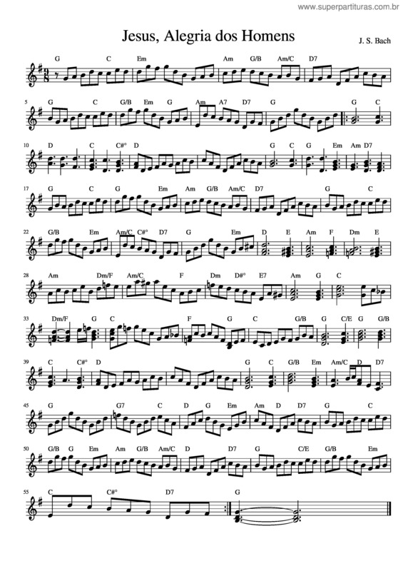 Super Partituras - Jesus, Alegria Dos Homens Com Cifra (Desconhecido)