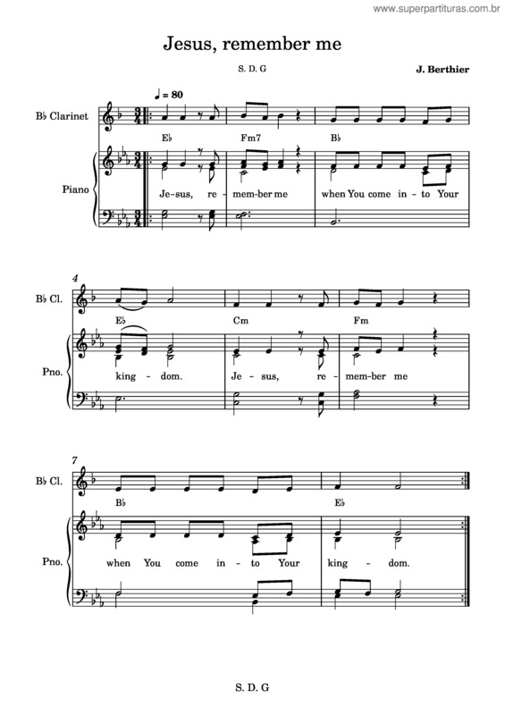 Super Partituras - Jesus, Remember Me (Jacques Berthier)