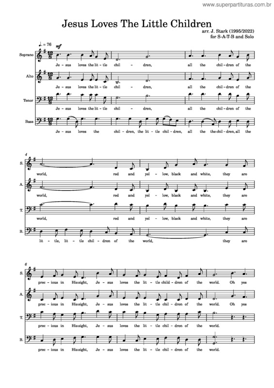 Super Partituras - Jesus Loves The Little Children – Misc Praise Songs ...