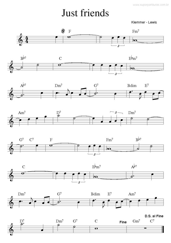 Super Partituras - Just Friends (Klemmer, Lewis), com cifra