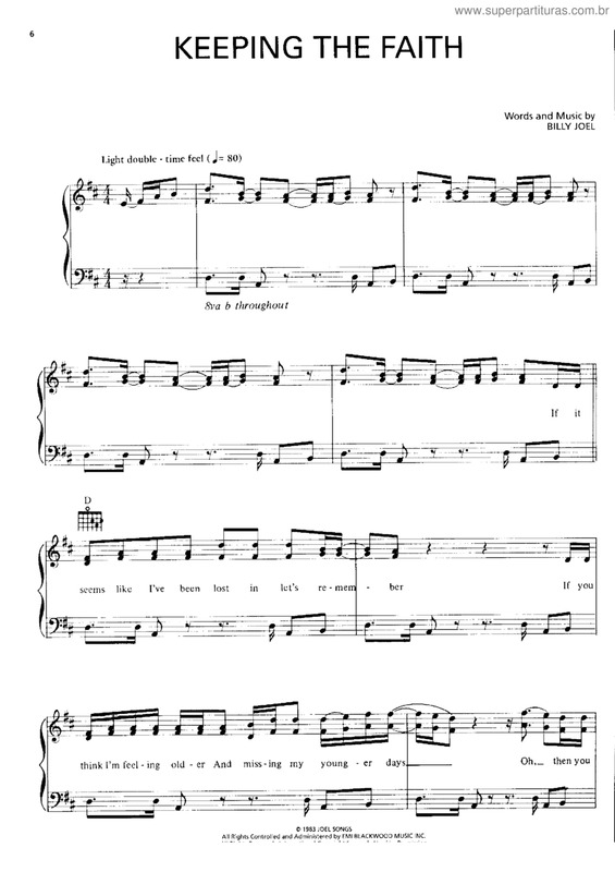 Super Partituras - Keeping the faith (Billy Joel), com cifra