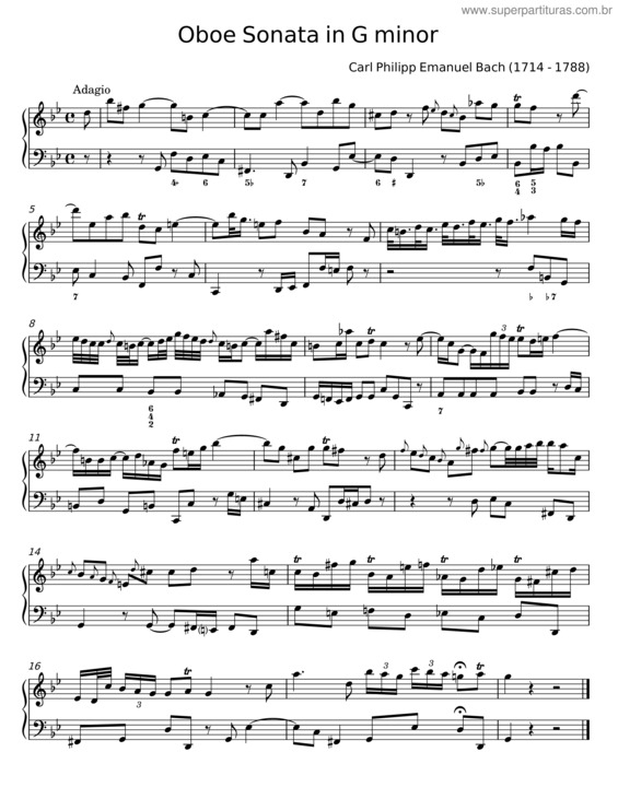 Super Partituras - Keyboard Sonata In G Minor, H.118 – Carl Philipp Emanuel Bach (Carl Philipp ...