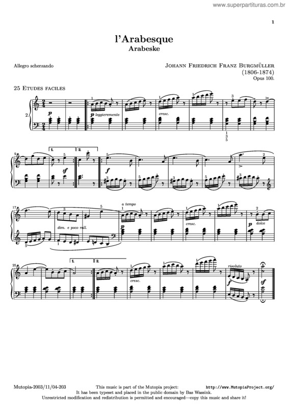 Super Partituras - L`Arabesque v.2 (Johann Friedrich Franz Burgmüller)