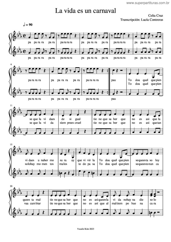 Super Partituras - La Vida Es Un Carnaval v.14 (Célia Cruz, Celina Cruz)